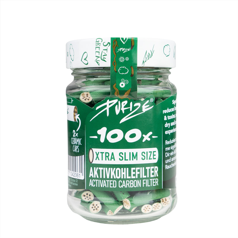 Purize Xtra Slim Filter Tips Jar With Activated Charcoal -100pcs - Top ...