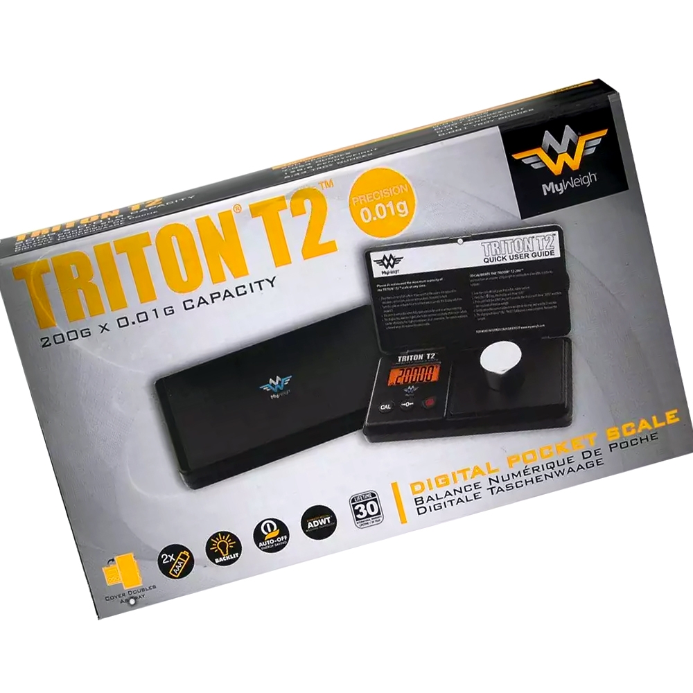 My Weigh Triton T2 Series Pocket Scales - Capacity 200g x 0.01g - Top Smoke
