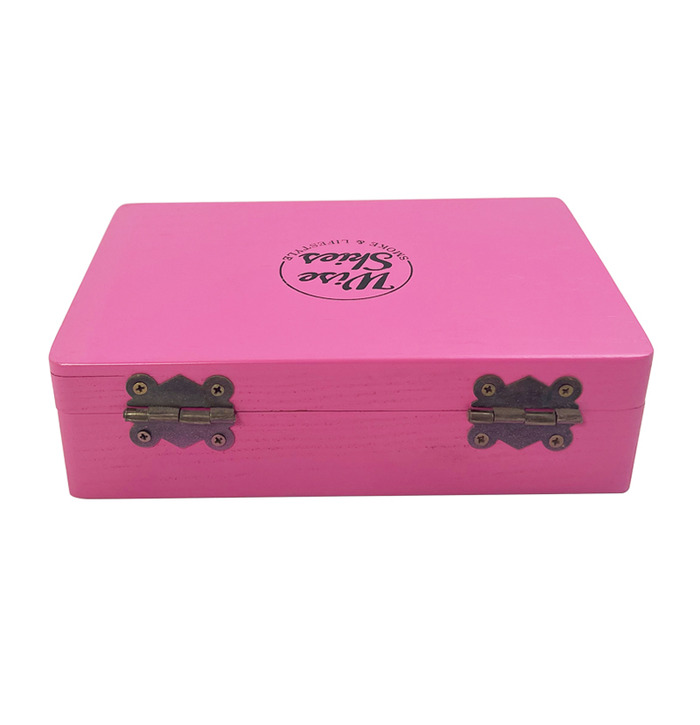 Wise Skies Pink Wooden Rolling Box Medium 175mm x 120mm x 50mm - Top Smoke