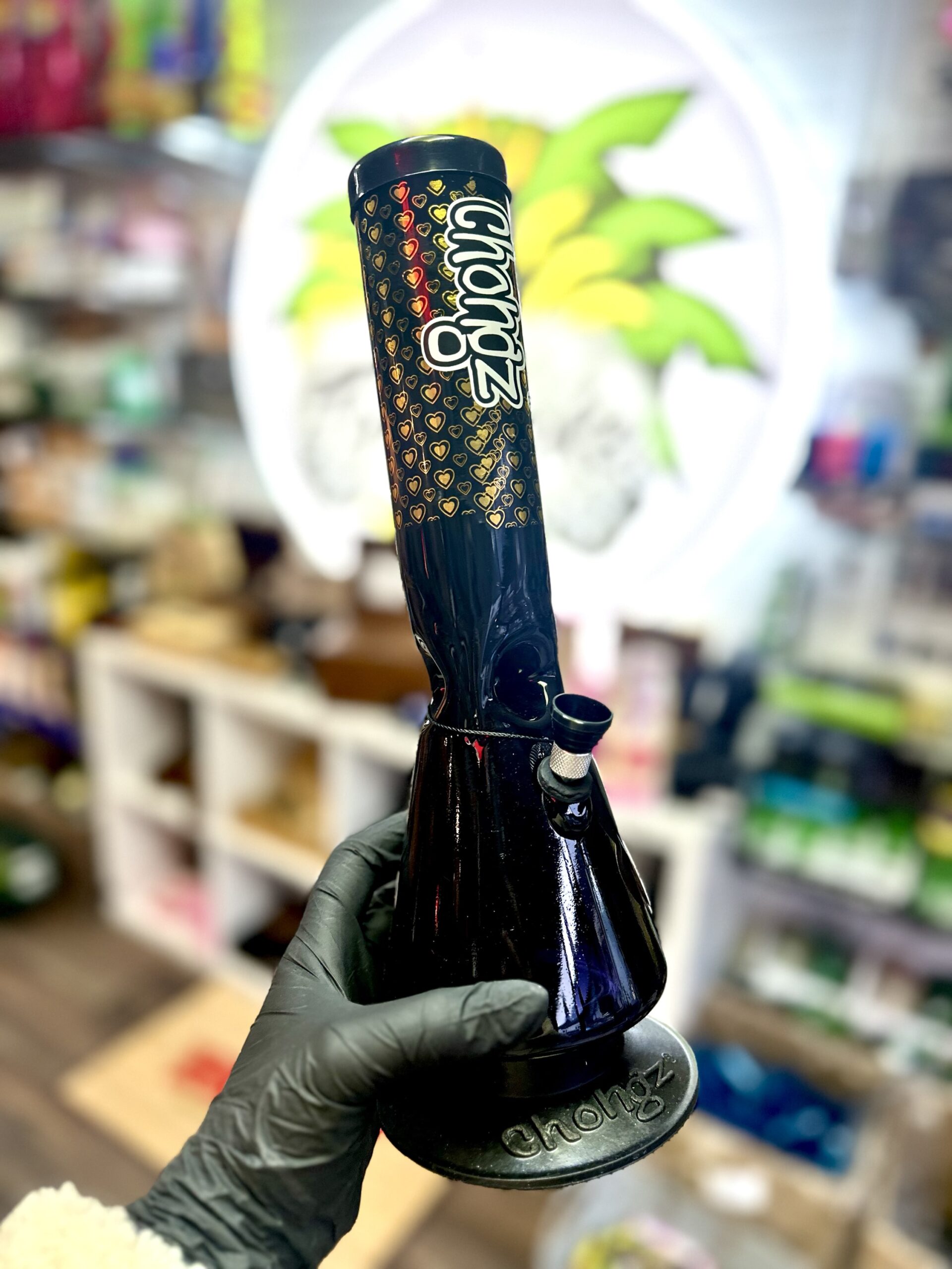 CHONGZ “Charles Aznavour” Beaker Waterpipe Black & Gold 30cm Acrylic ...